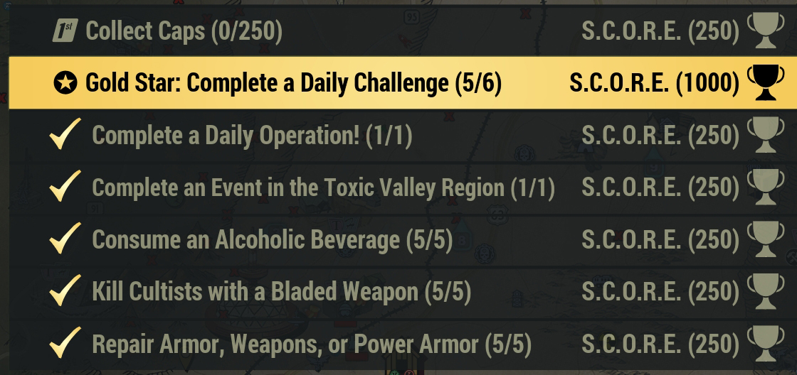 So Gold Star Daily now requires 6 instead of 5. : r/fo76