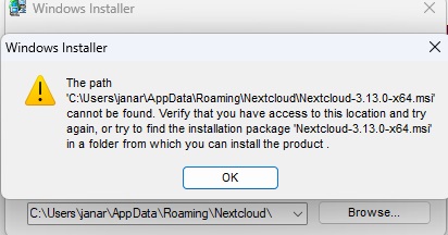 Cannot install Nextcloud Dekstop for windows 11 - 💻 Desktop - Nextcloud community